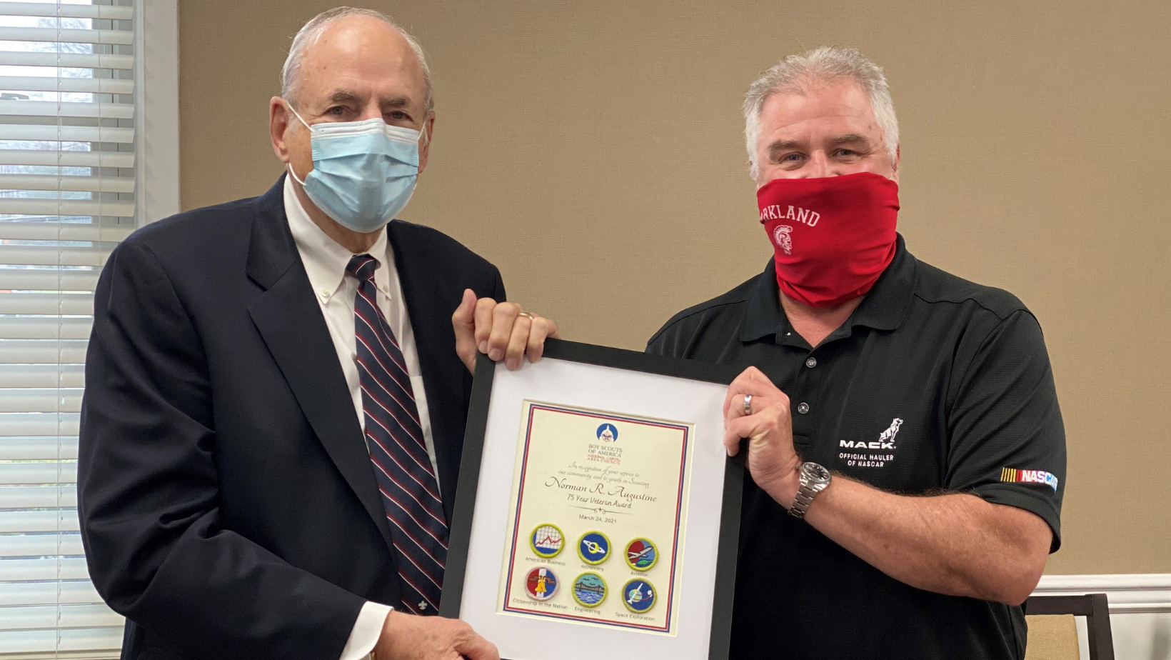 Norm Augustine Receives 75 Year Veteran Award – We Own Adventure