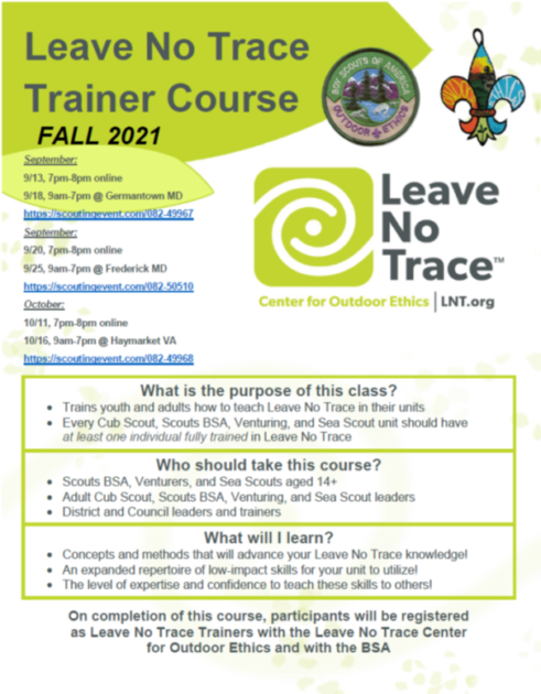 Leave No Trace Trainer courses this fall – We Own Adventure